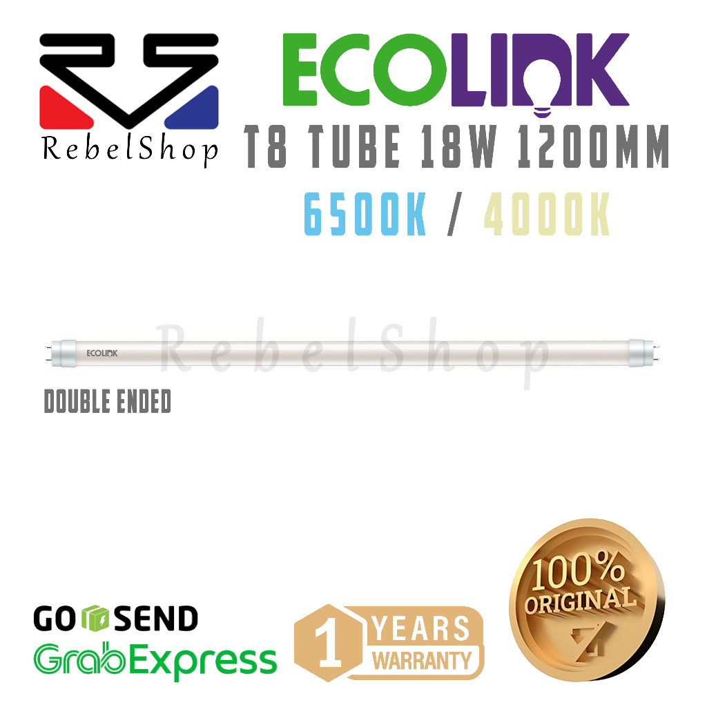 Jual Lampu TL LED Tube DE Ecolink T8 18 Watt 1200mm 18W 18Watt Double ...