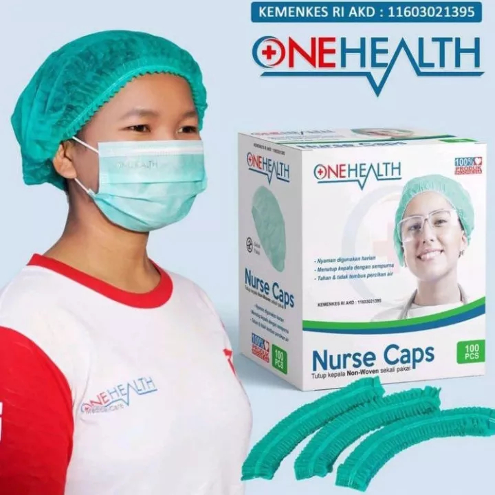 Jual OneMed / OneHealth Nurse Cap / Hair Net Medis / Hair Cap / Penutup Kepala Medis Non Woven ...
