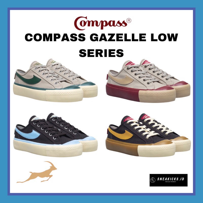 Jual [ORIGINAL] SEPATU COMPASS GAZELLE LOW WAFER GREEN / WAFER MAROON ...