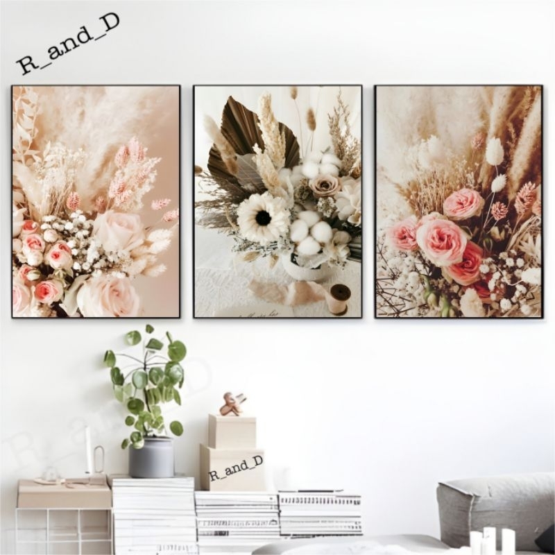 Jual Hiasan Dinding Gambar Bunga Kering ukuran 47x31 Walldecor Cetak ...