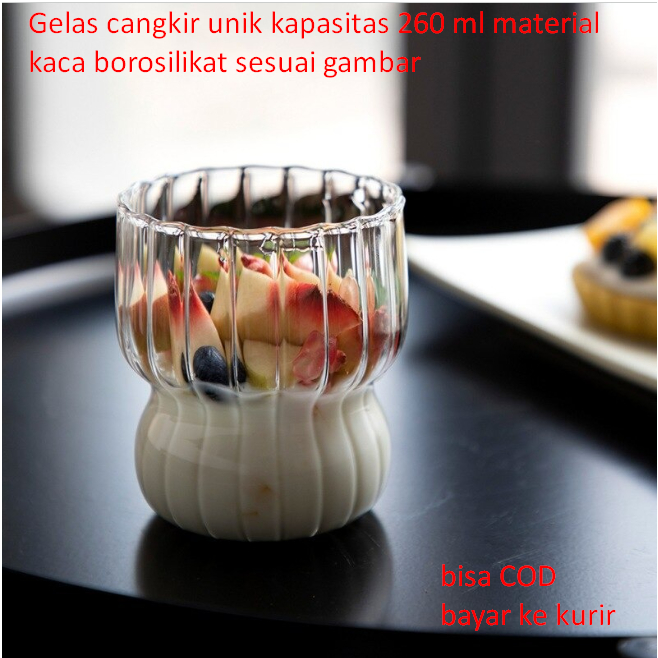Jual Gelas cangkir unik kapasitas 260 ml material kaca borosilikat ...