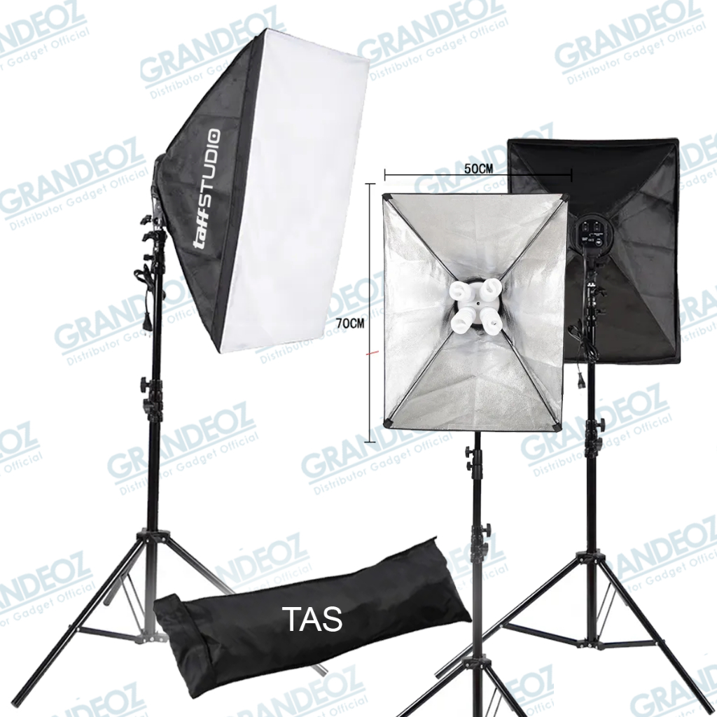 Jual Set Lampu Softbox 4 Socket 50x70cm Payung E27 Light Stand 2m