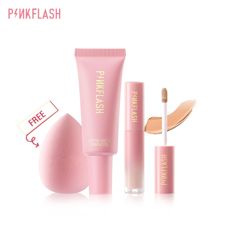 Jual PINKFLASH 3PCS/Set Face Makeup set Matte Oil control Foundation ...