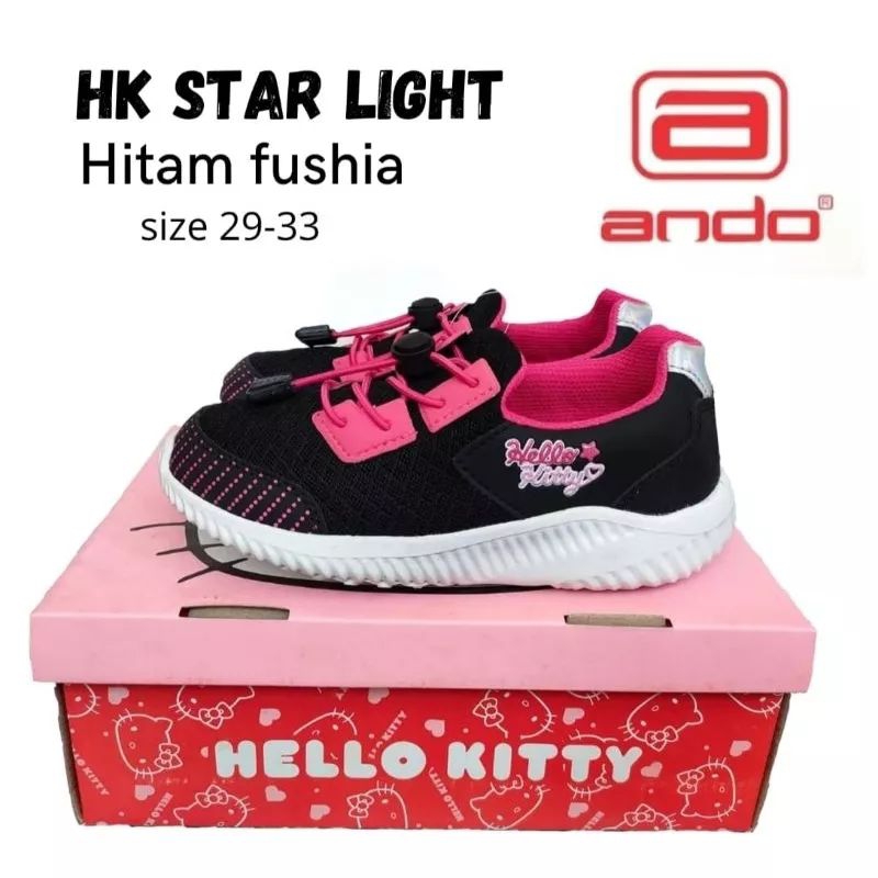 Jual Sepatu Anak Ando HK Stars Light - Hitam Fushia | Shopee Indonesia