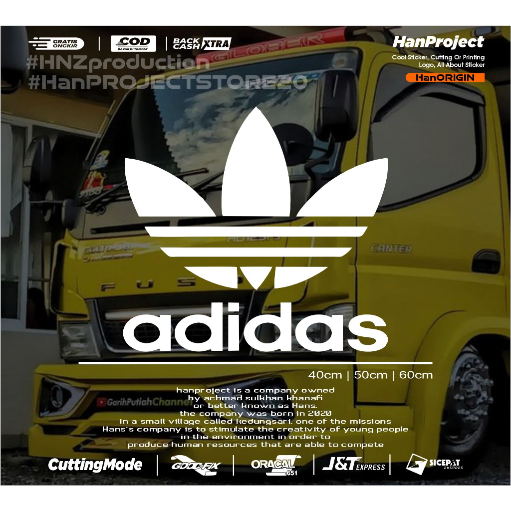 Jual STICKER CUTTING LOGO ADIDAS UNTUK KACA DAN BODY TRUK/PICK UP ...