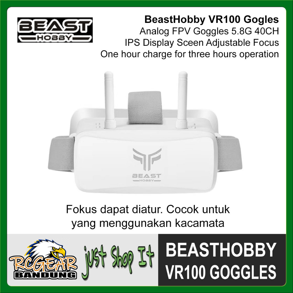 Jual BeastHobby VR100 Focus Adjustment FPV Goggles 5.8G IPS Screen ...