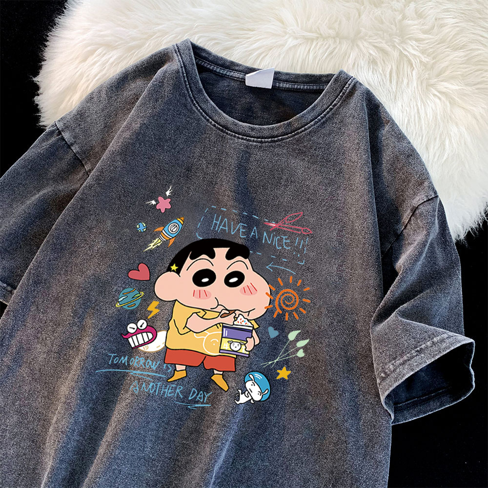 Jual Po Floret Washed T Shirt Oversize Lengan Pendek Kaos Crayon