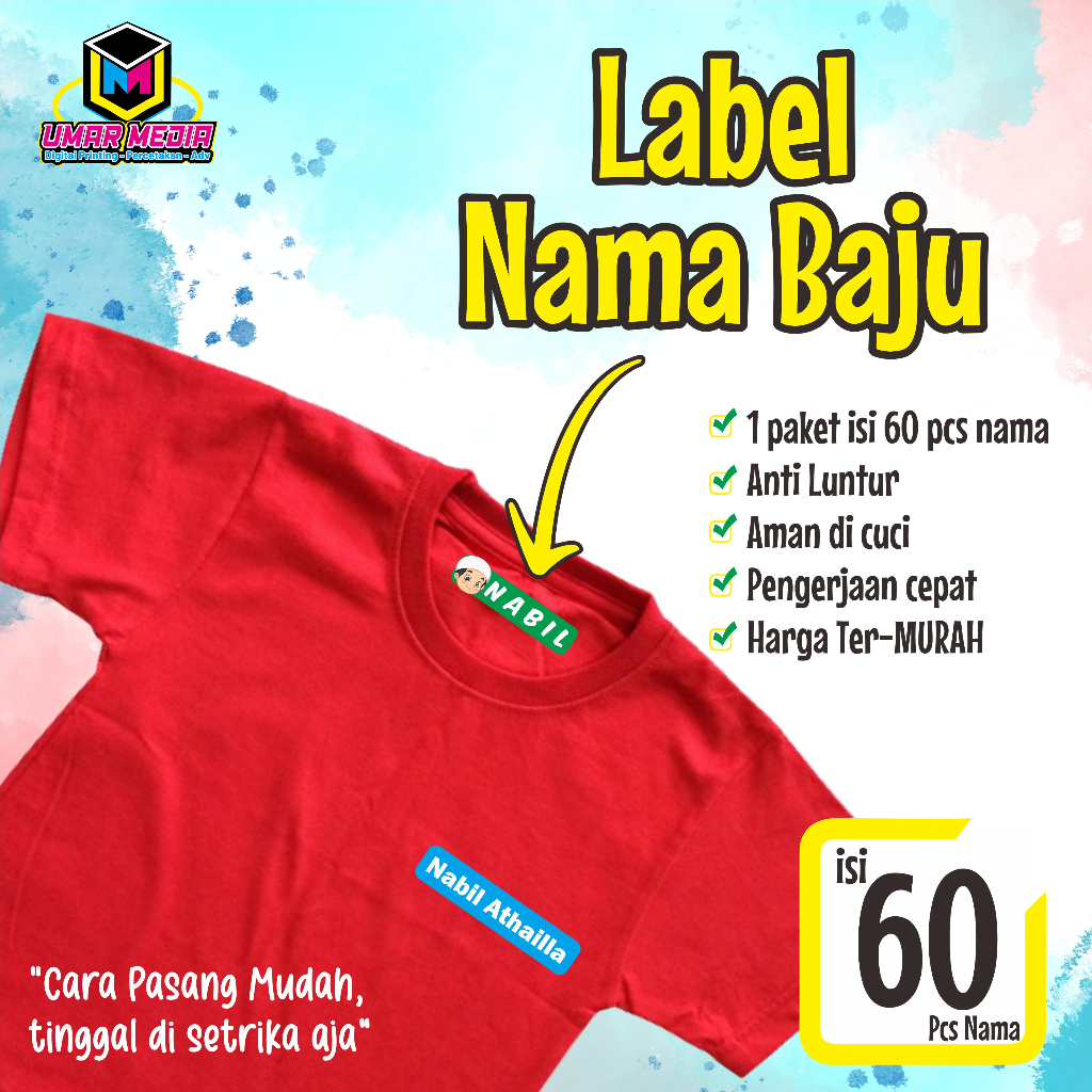 Jual Stiker Baju Iron Label Stiker Label Kain Stiker Nama Setrika Aman ...