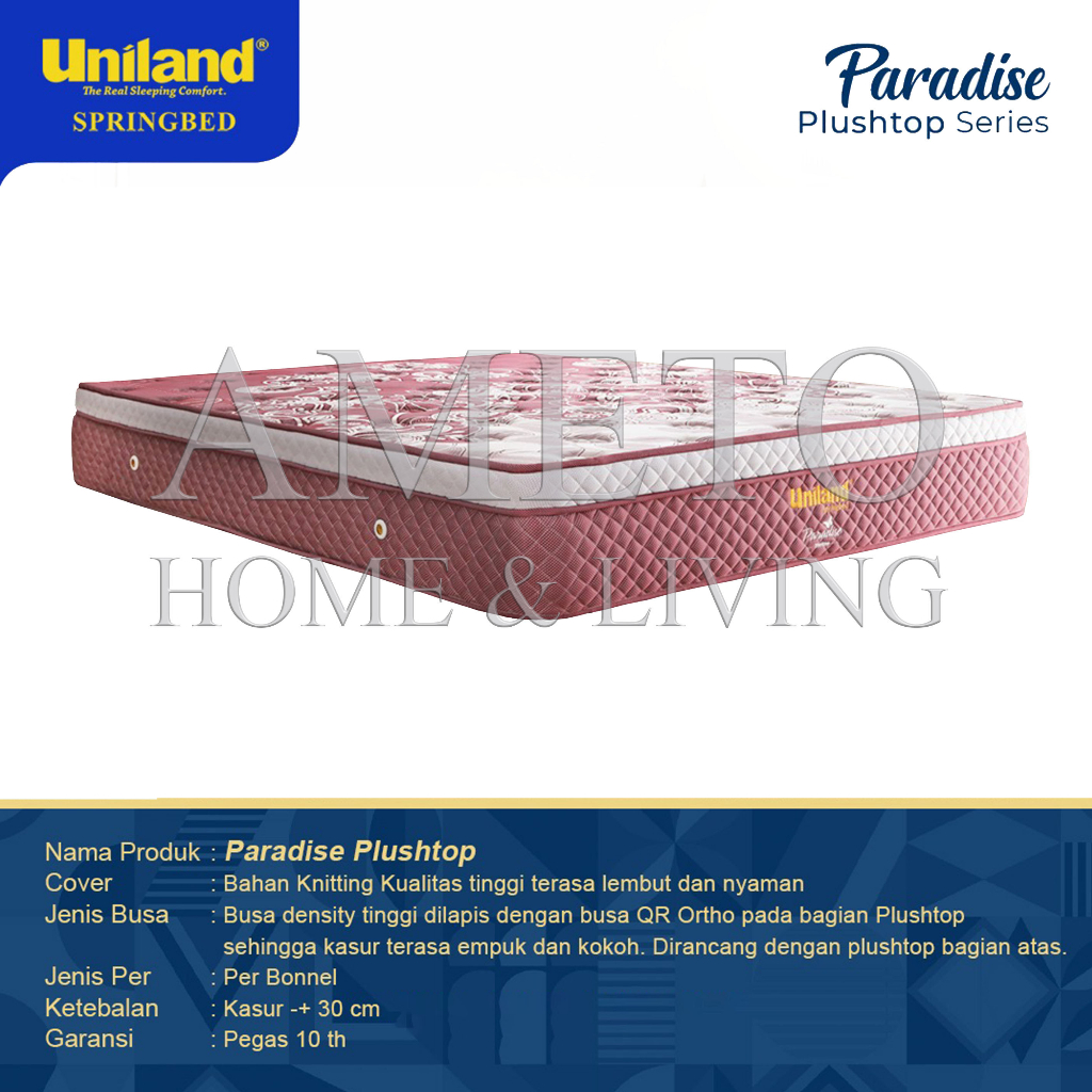 Jual Kasur Spring bed Uniland Plush Top Merah Tebal 30 cm 90, 100, 120 ...