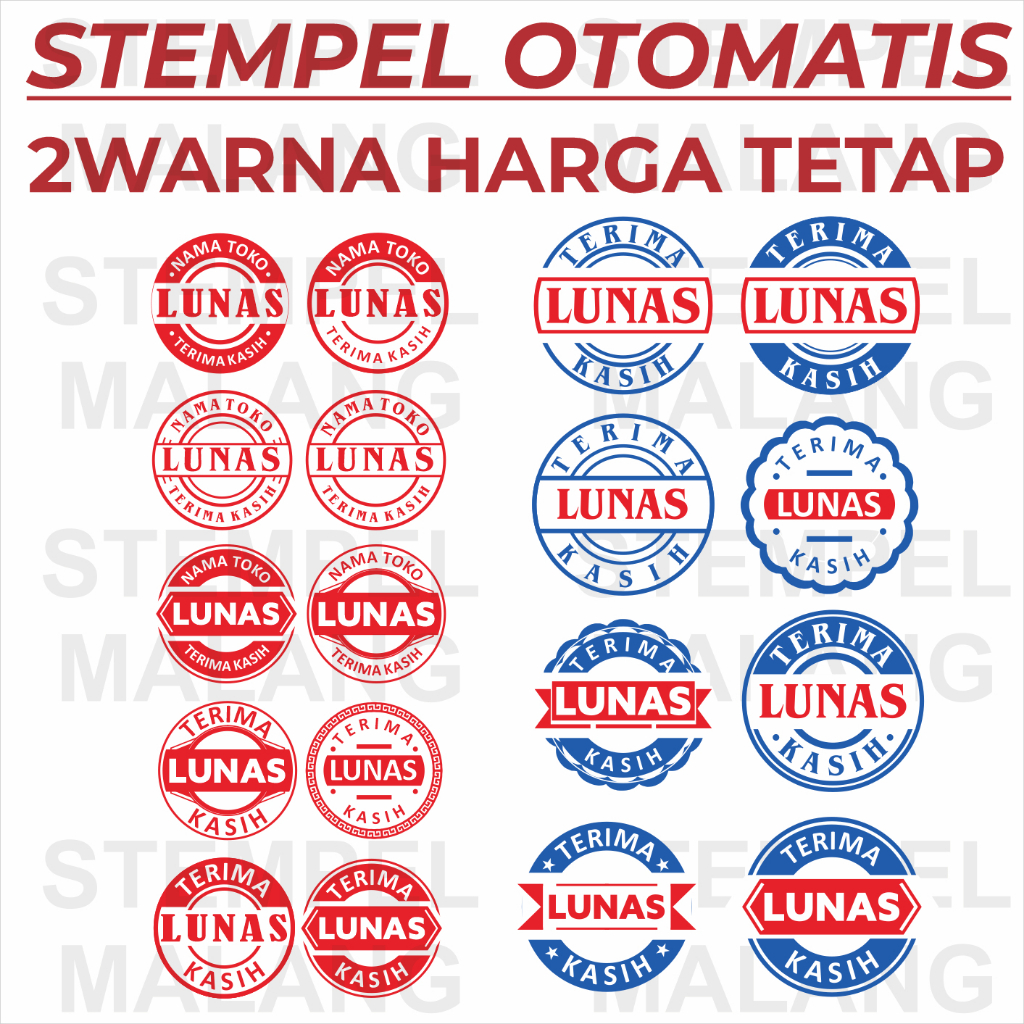 Jual STEMPEL LUNAS, STEMPEL OTOMATIS & MANUAL, 2 WARNA | Shopee Indonesia