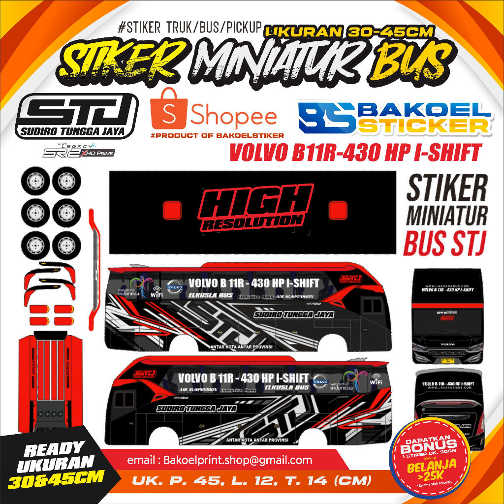 Jual STIKER MINIATUR BUS SUDIRO TUNGGA JAYA SR2 HD PRIME LAKSANA UK. 30 ...