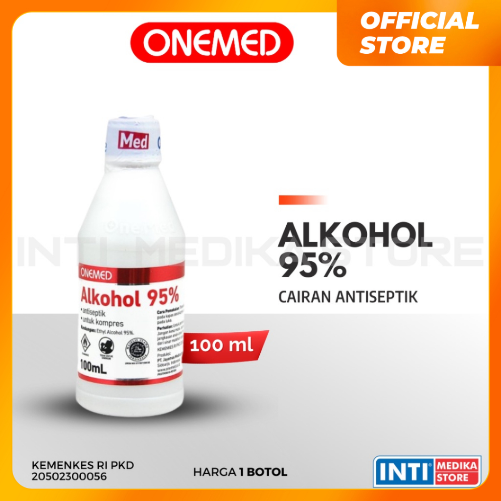 Jual ONEMED - Alkohol 95% 100 ml | Alkohol Onemed 95% | P3K | Shopee ...