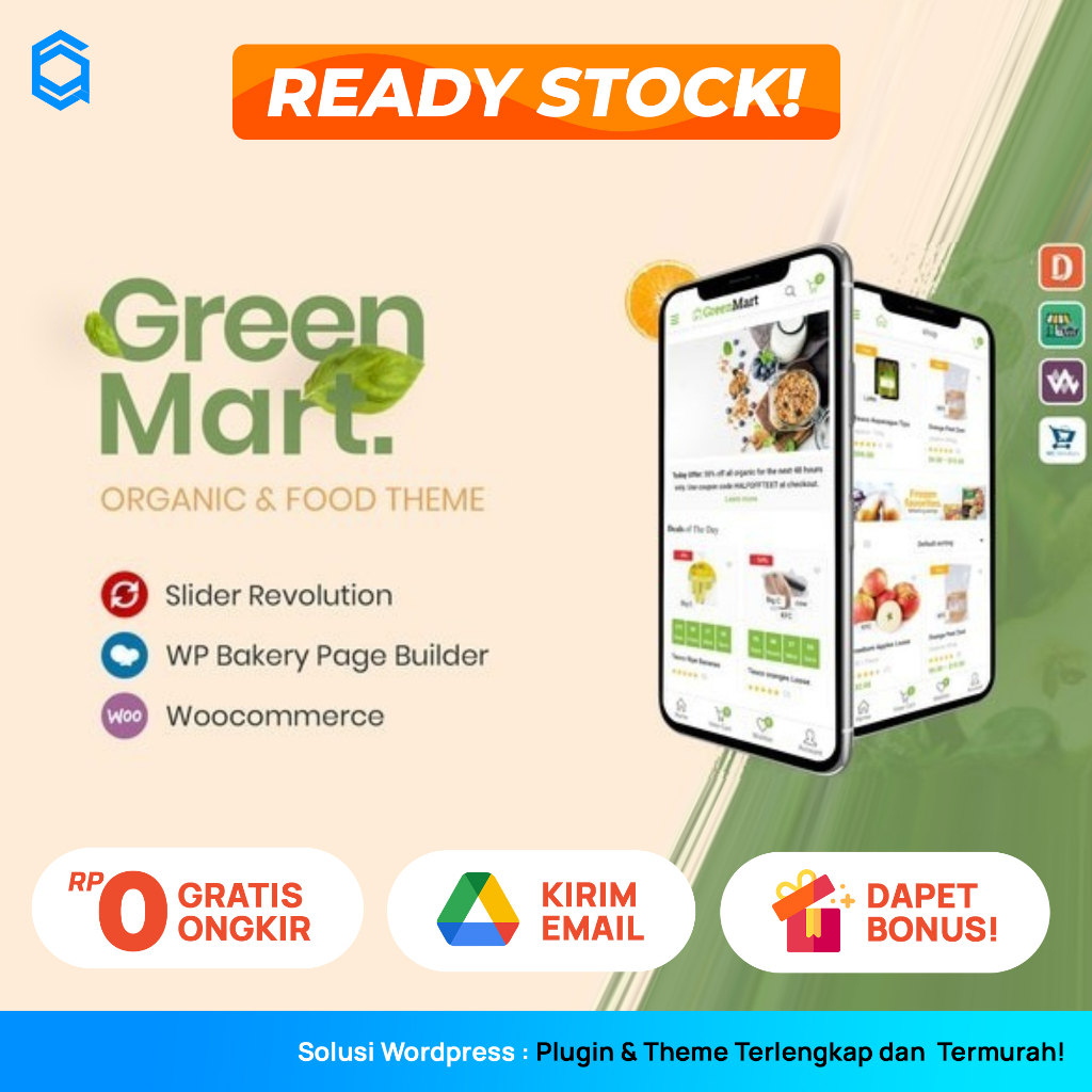 Jual GreenMart Theme Premium Wordpress Organic & Food WooCommerce Unlimited Domain | Shopee ...