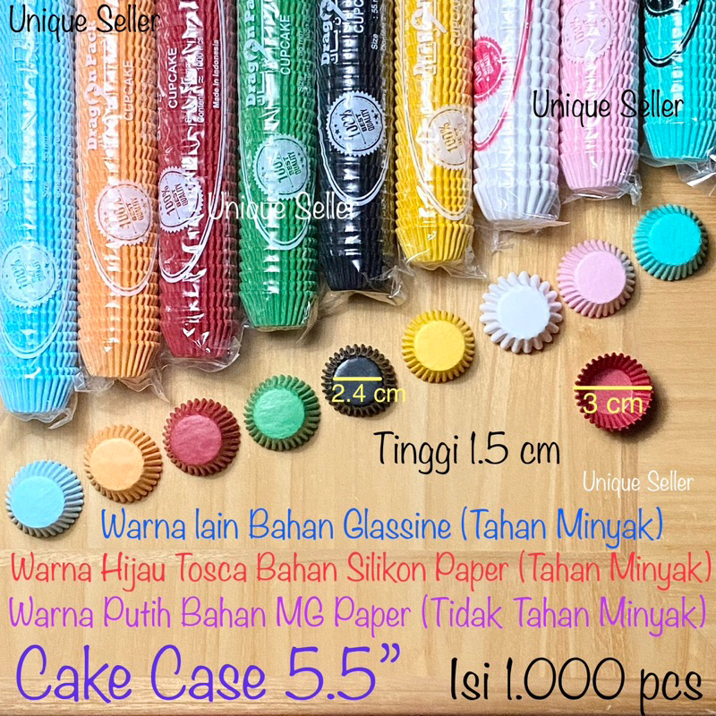 Jual [Isi1000] Cake Case 5.5 5,5 Glassine Hitam & Warna Warni DRAGON ...