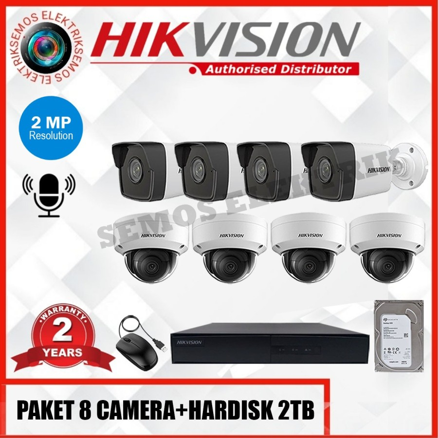 Jual Paket IP Camera Hikvision CCTV 8 Camera Nvr 8 Channel 2MP Audio ...