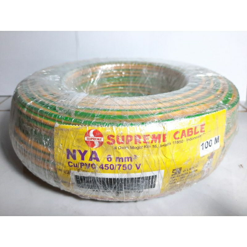 Jual Kabel Grounding Supreme NYA 6mm Kuning Hijau Per Meter | Shopee ...