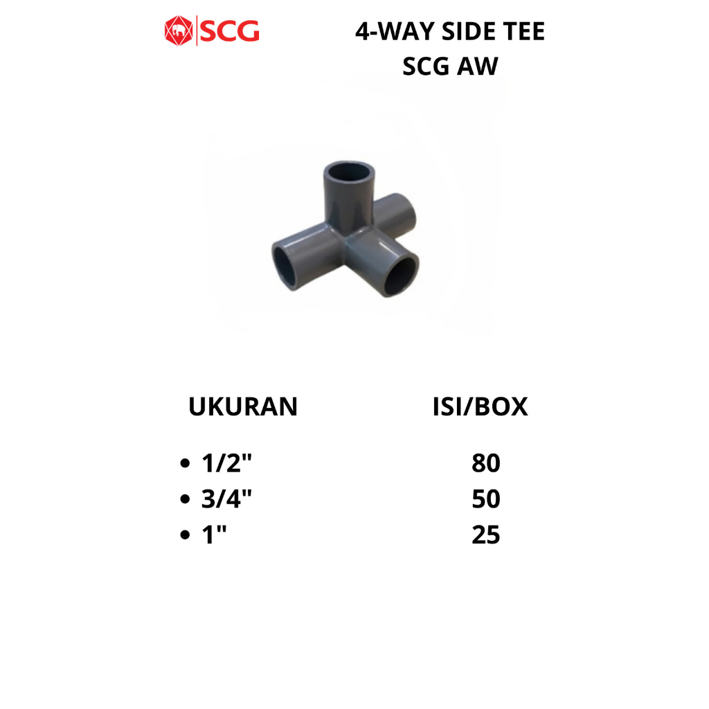 Jual FITTING 4-WAY SIDE TEE PIPA PVC SCG TYPE AW | Shopee Indonesia