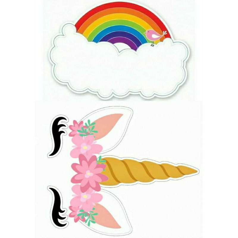 Jual Topper kue cake unicorn tanduk sayap free nama dan ucapan | Shopee ...