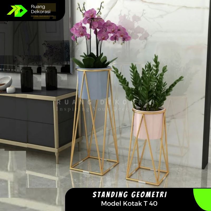 Jual Standing Pot Bunga Besi Model Geometry Kotak T 40 Rak Bunga Besi ...