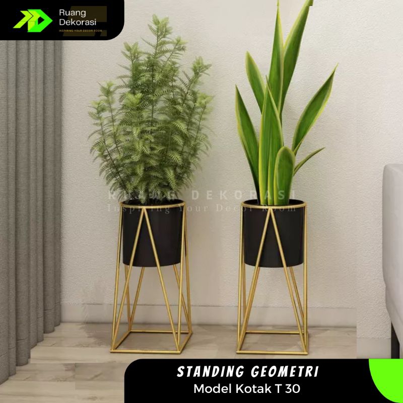 Jual Standing Pot Bunga Besi Minimalis Model Geometry Kotak T 30 Rak ...