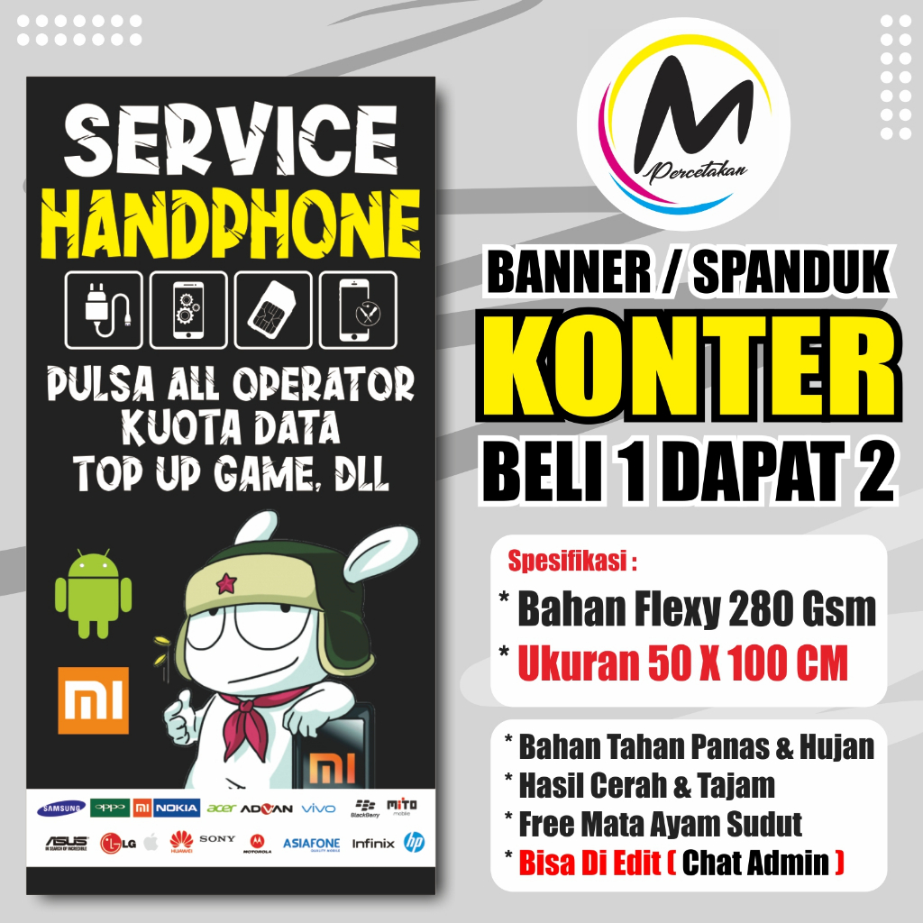 Jual Cetak Banner Servis Hp Banner Konter - 50x100 | Shopee Indonesia