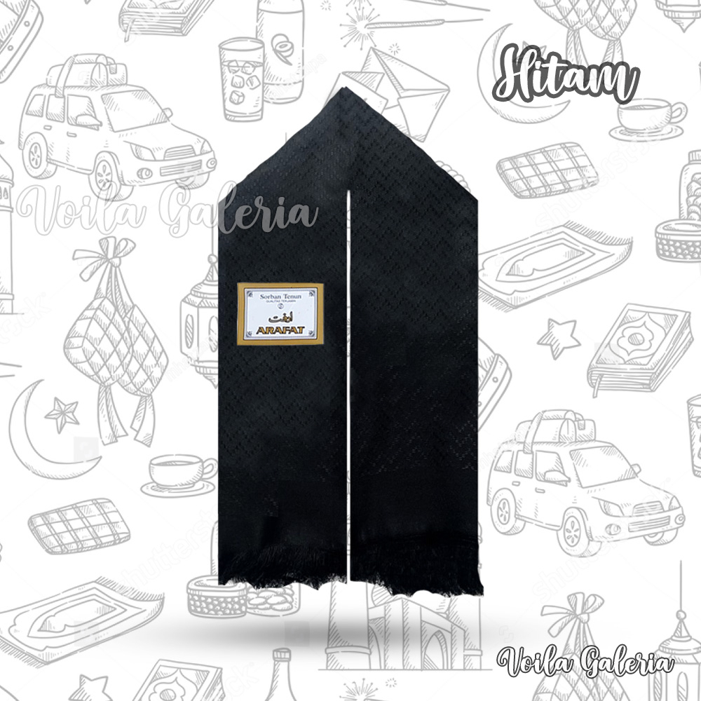 Jual Sorban Arafat Hitam / Putih Polos - Kain Surban tenun Souvenir ...