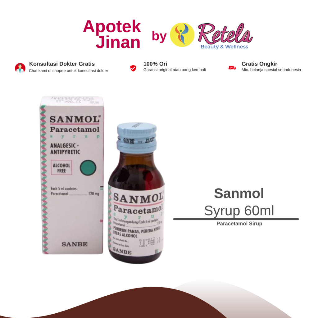 Jual SANMOL PARACETAMOL SYRUP 60ML | Shopee Indonesia