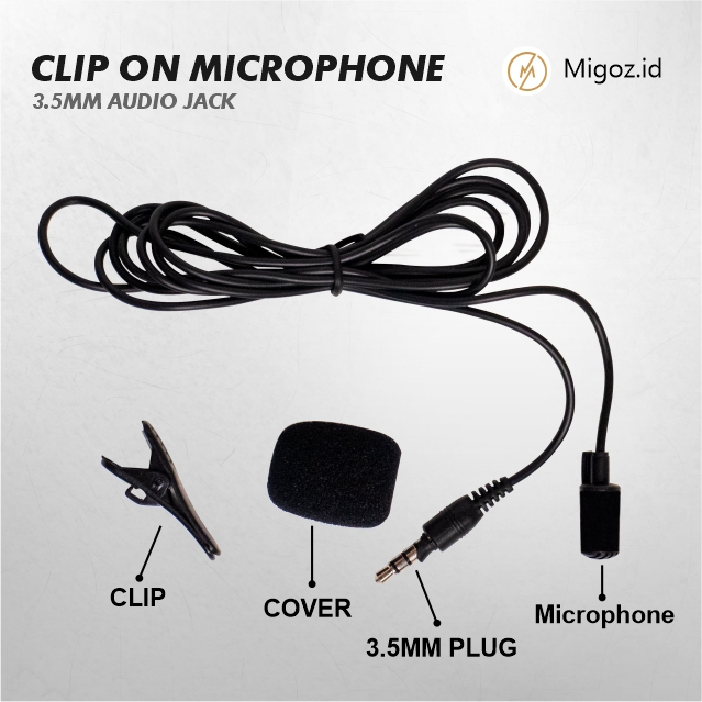 Jual MIC Vlog Mini Kabel 3.5 Jack HP Klip On Kerah Mikrofon Portable ...