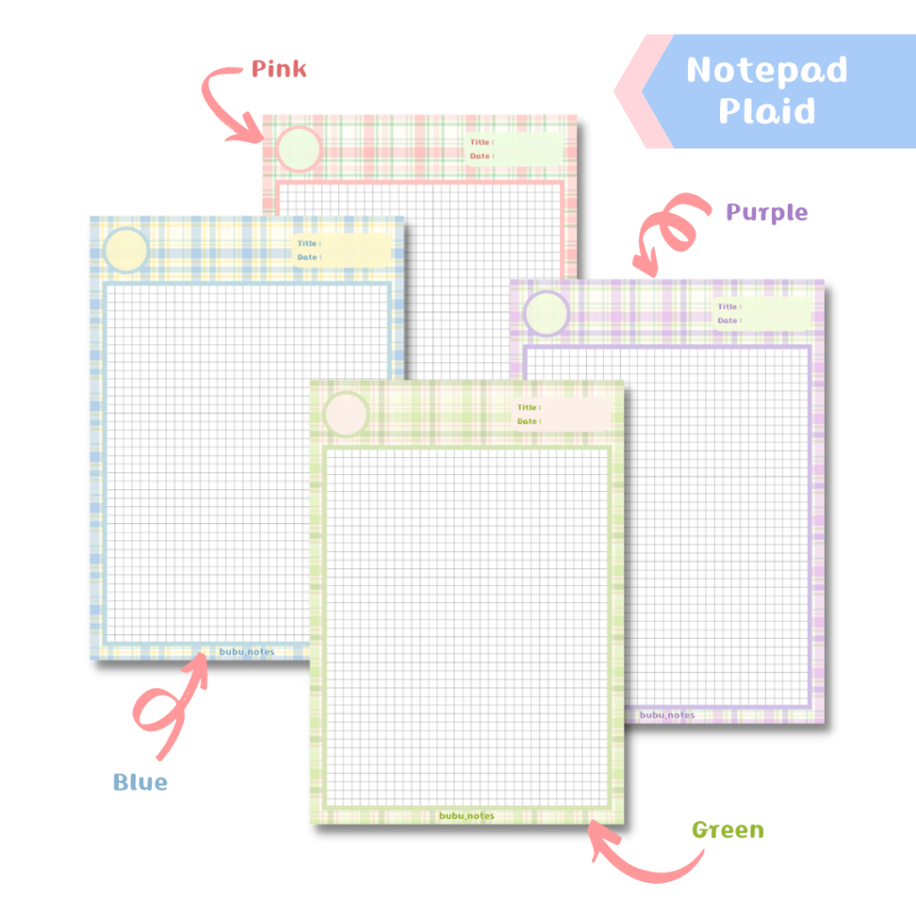 Jual Notepad Memopad Motif Gingham Pastel Grid Note Memo Pad Kertas ...