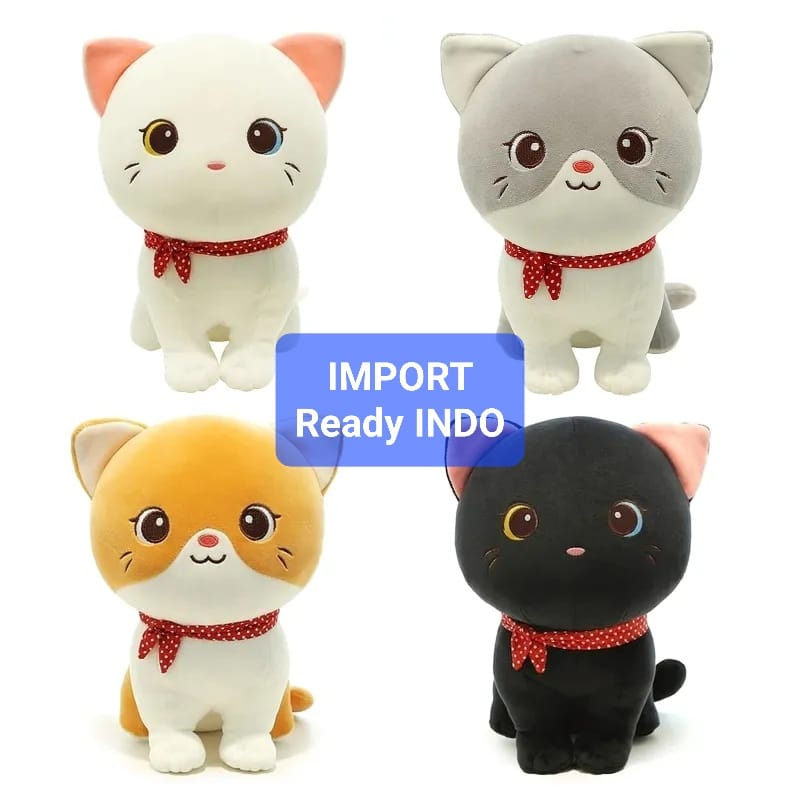 Jual Boneka kucing lucu asli IMPORT lembut abu oren putih kitten plush ...