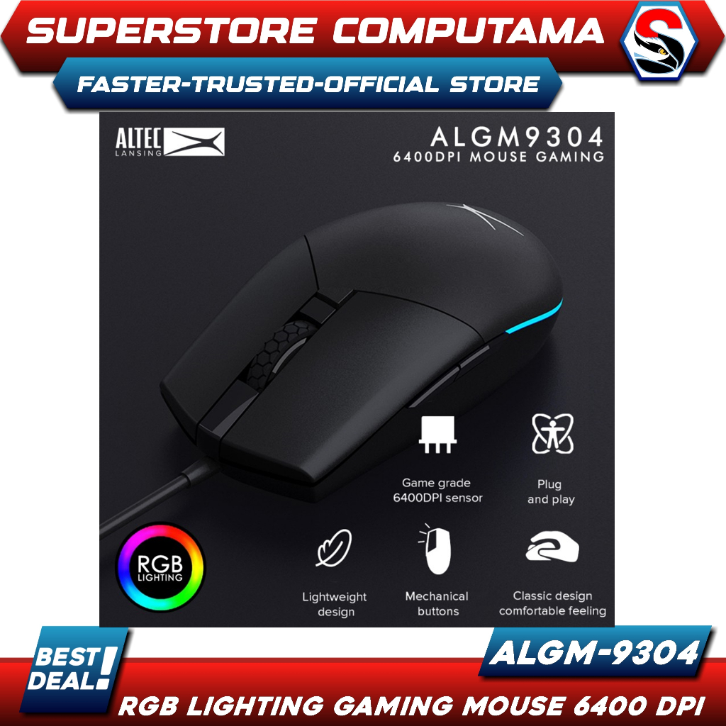 Jual Mouse Gaming Altec Lansing ALGM-9304 RGB Gaming Mouse 6400 DPI ...
