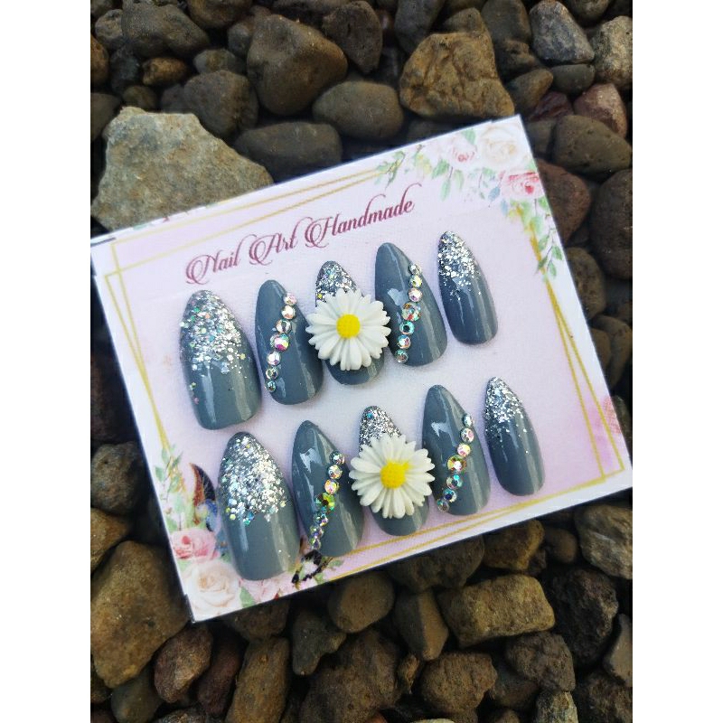 Jual KUKUPALSU MOTIF BUNGA DAISY SILVER. FRE LEM JELL | Shopee Indonesia