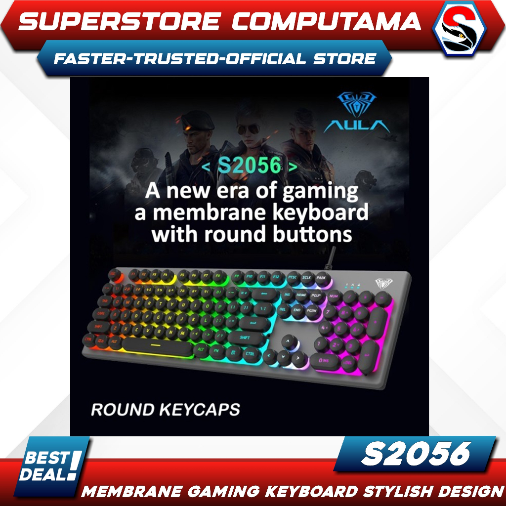 Jual Keyboard Gaming Membrane AULA S-2056 Round- AULA S2056 | Shopee ...