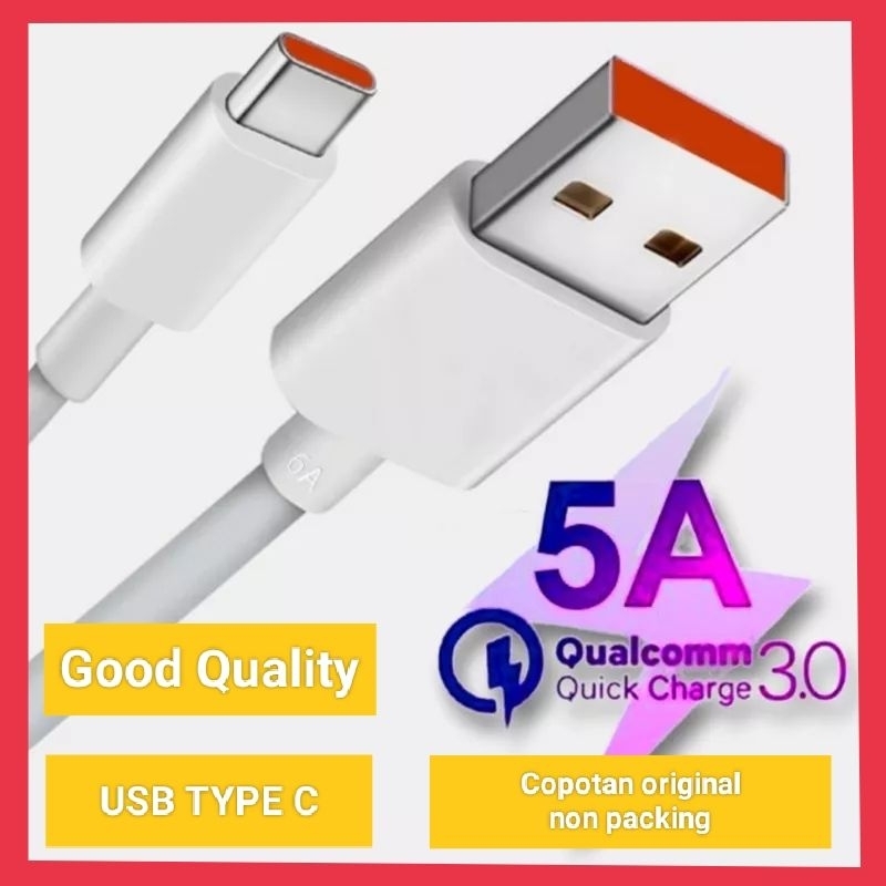 Jual Kabel data kabel cas type c fast charging up to 5A original good ...