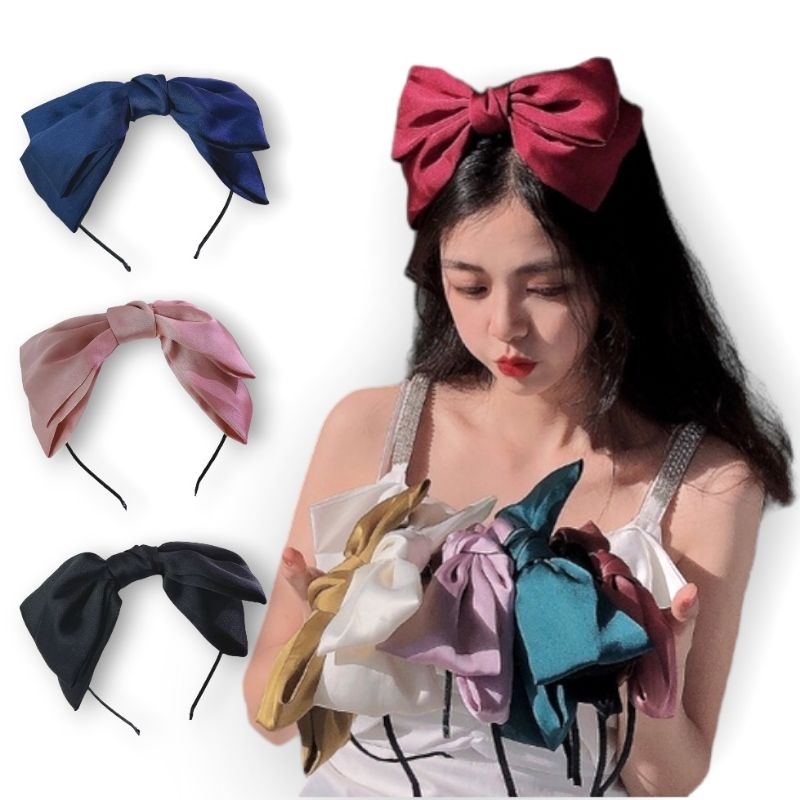 Jual Bando Korea Ribbon Pita Satin Korean Headband Hairband Bandana ...