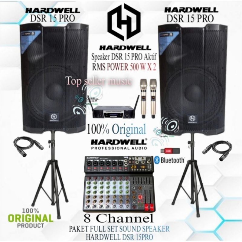 Jual PAKET SOUND SYSTEM SPEAKER HARDWELL DSR 15 PRO MIXER 8CH MIC ...