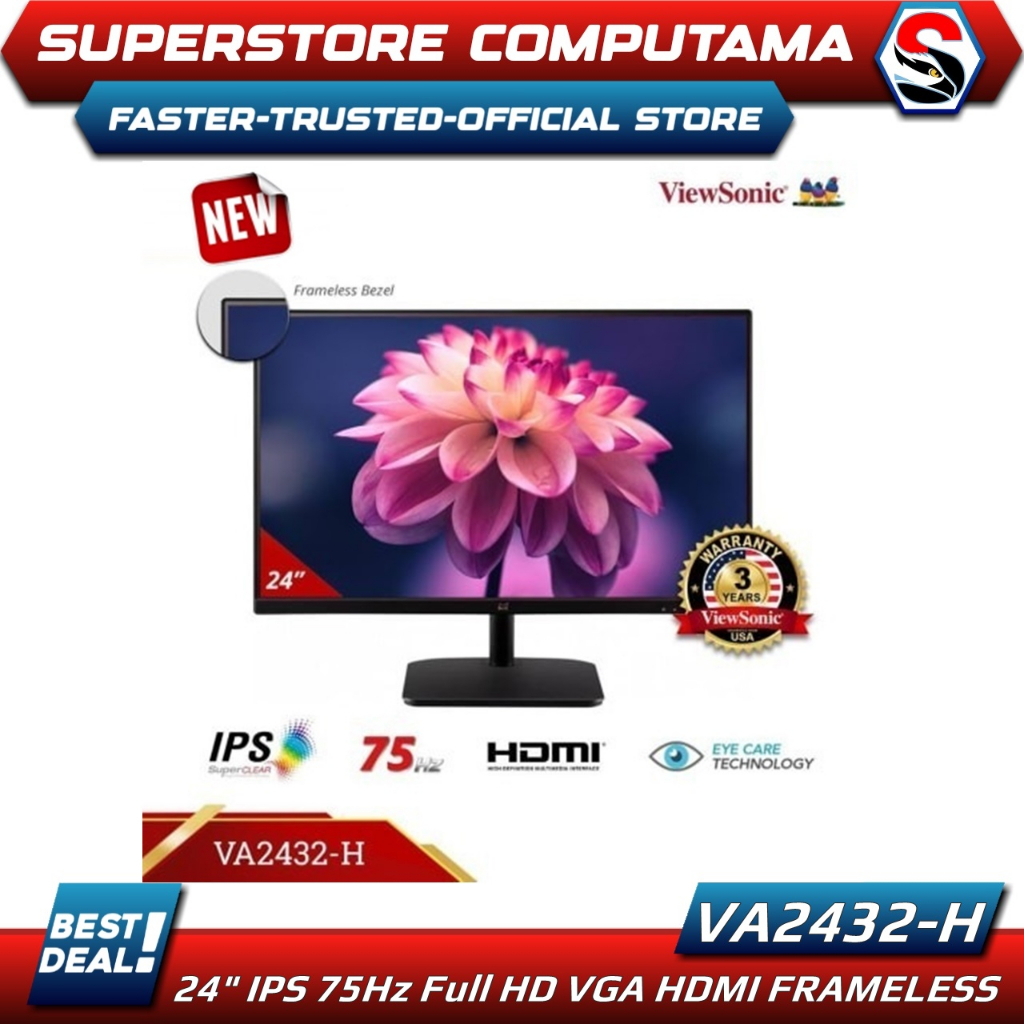 Jual Monitor LED Viewsonic VA2432-H 24" IPS 75Hz Full HD VGA HDMI ...