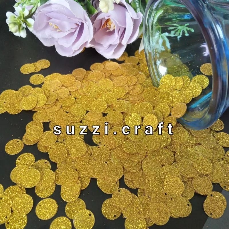 Jual payet sequin glitter/sequin side hole sequin premium golden ...