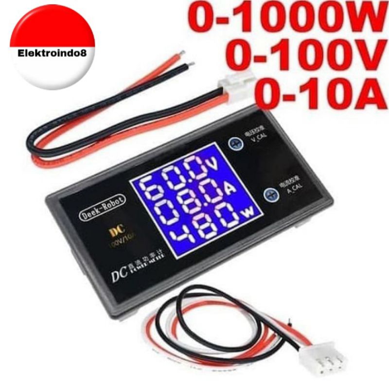 Jual voltmeter ampermeter LCD watt meter 1000w ammeter max 100v 10A | Shopee Indonesia