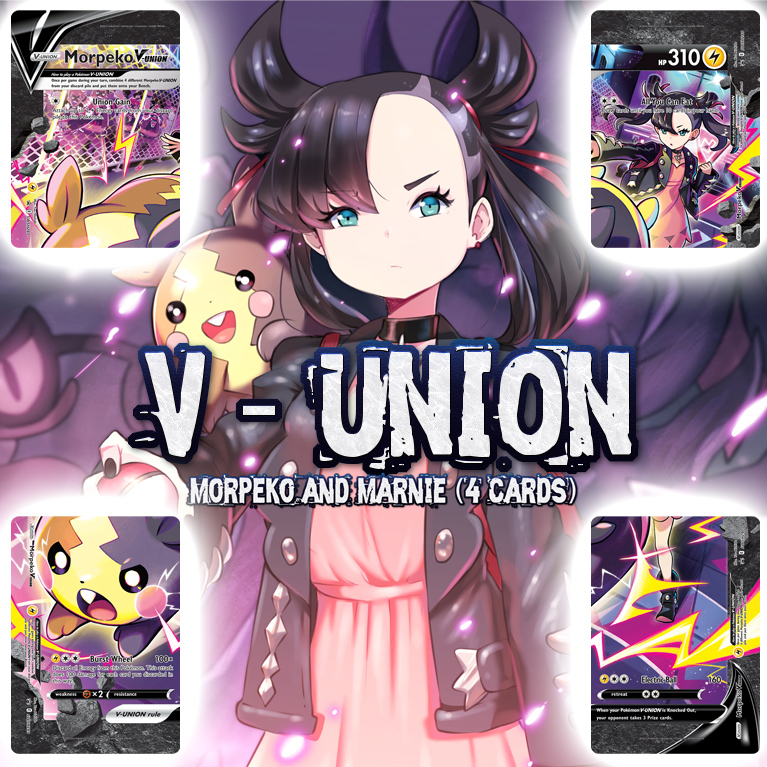Jual KARTU POKEMON TCG HOLOGRAM V-UNION MORPEKO MARNIE (1 SET - 4 CARDS) | Shopee Indonesia