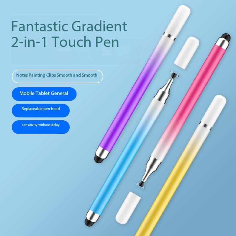 Jual Macaron Gradient Double Head Stylus Disk Screen Touch Pen Phone ...