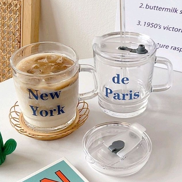 Jual READY GELAS TUMBLER KACA KOREA DENGAN SEDOTAN GELAS KACA GAGANG ...