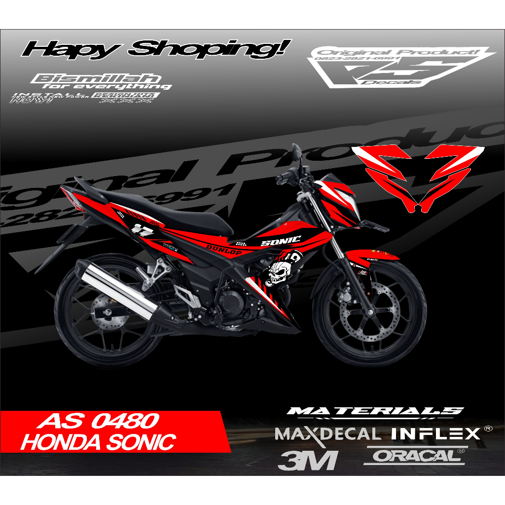 Jual 0480 DECALS STIKER FULLBODY CUSTOM MOTOR HONDA SONIC - decal ...