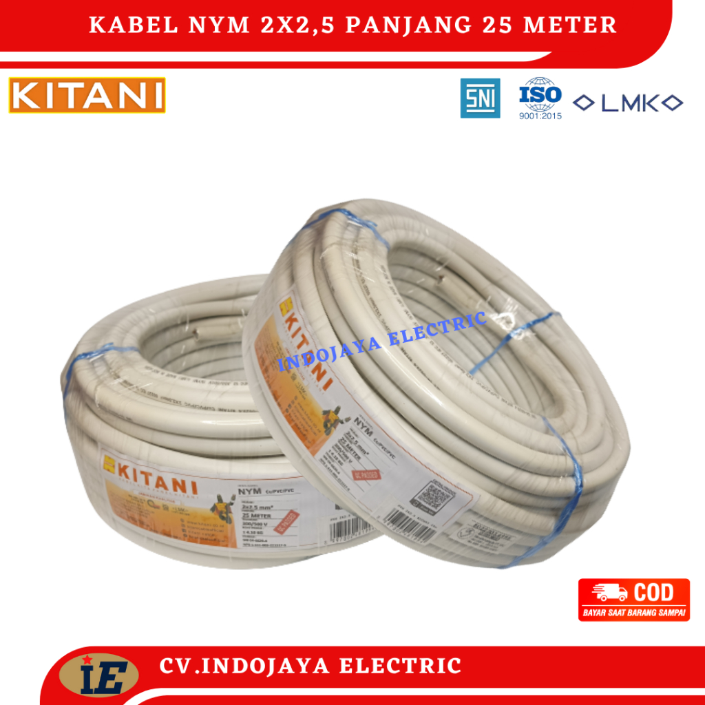 Jual Kabel listrik Kitani NYM 2X2,5 panjang 25 meter Kabel listrik ...