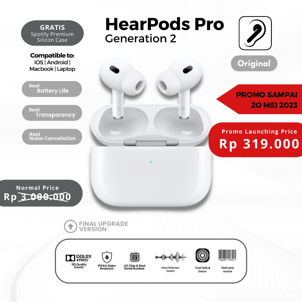 Jual Hearpods Pro Generation 2 Highest Version - TWS Airpods Pro 2 ...