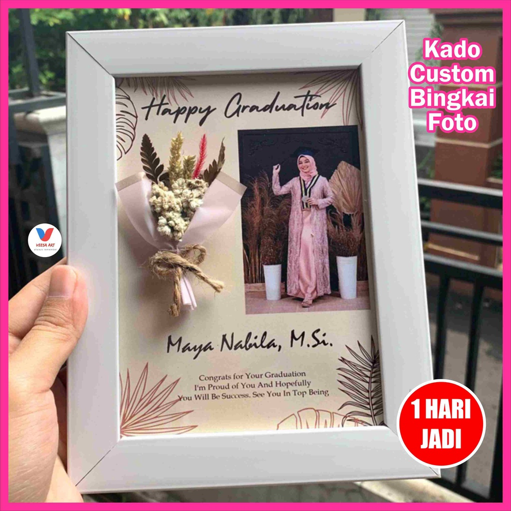 Jual Kado wisuda frame 5r Ultah Bingkai Foto bunga Kering Flower in ...