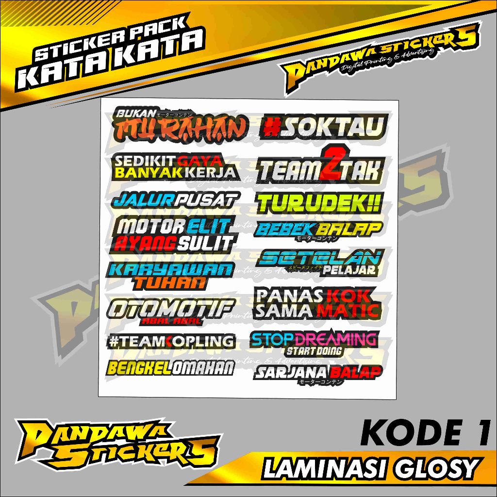 Jual STIKER PACK KATA KATA RACING / STIKER RACING TERBARU / STIKER MOTOR / STIKER HELM / STIKER ...