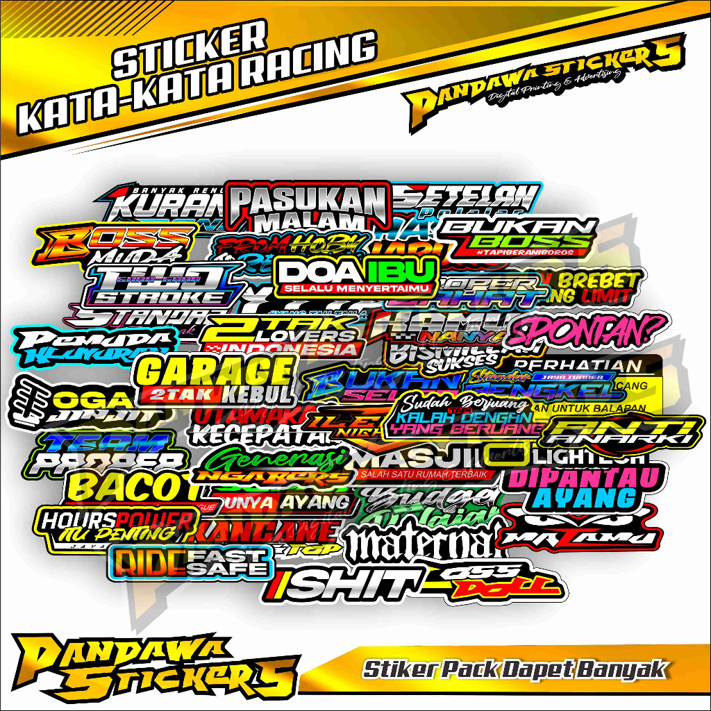Jual STIKER PACK KATA KATA RACING / STIKER RACING TERBARU / STIKER MOTOR / STIKER HELM / STIKER ...