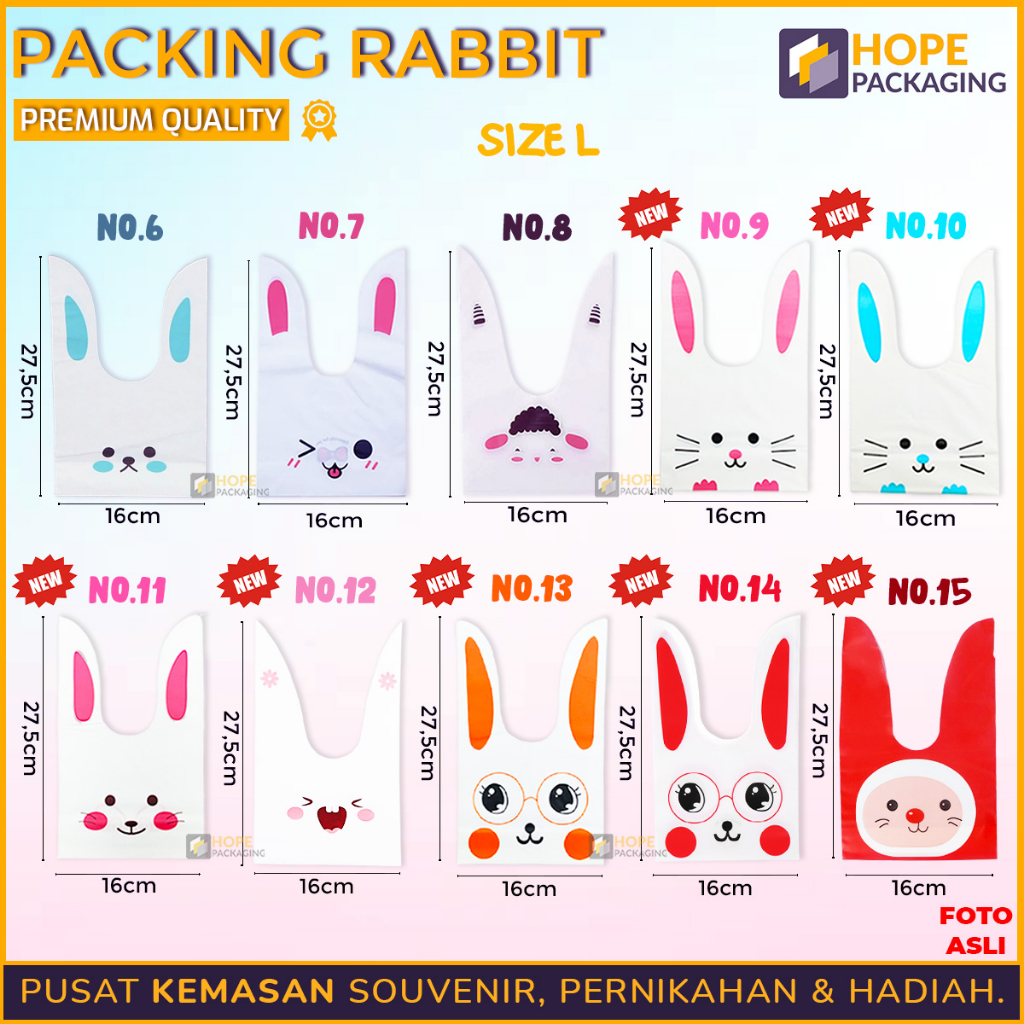 Jual [5 PCS] Spesial Packing Rabbit Ear Uk.L Plastik Cookies Kemasan ...