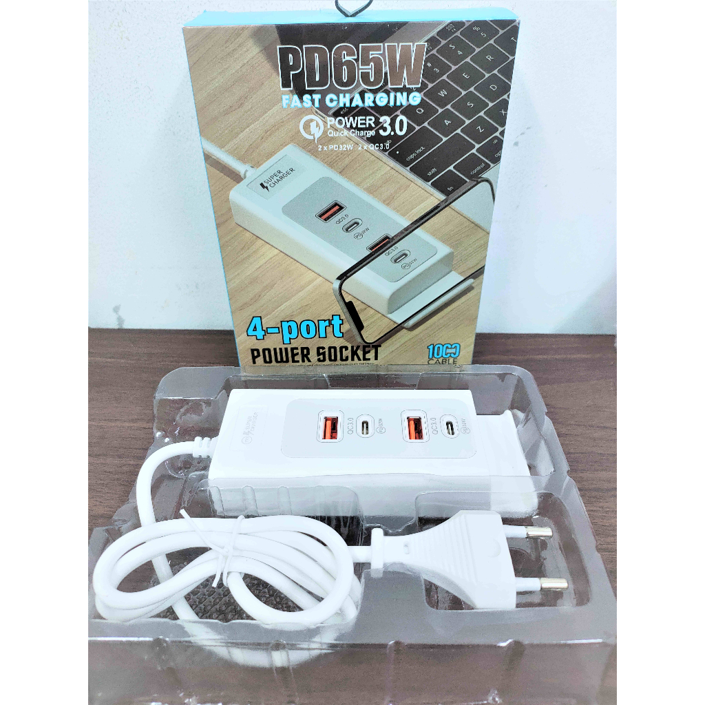 Jual Power Socket USB Charger 3.0A 2PD + 2USB | Shopee Indonesia